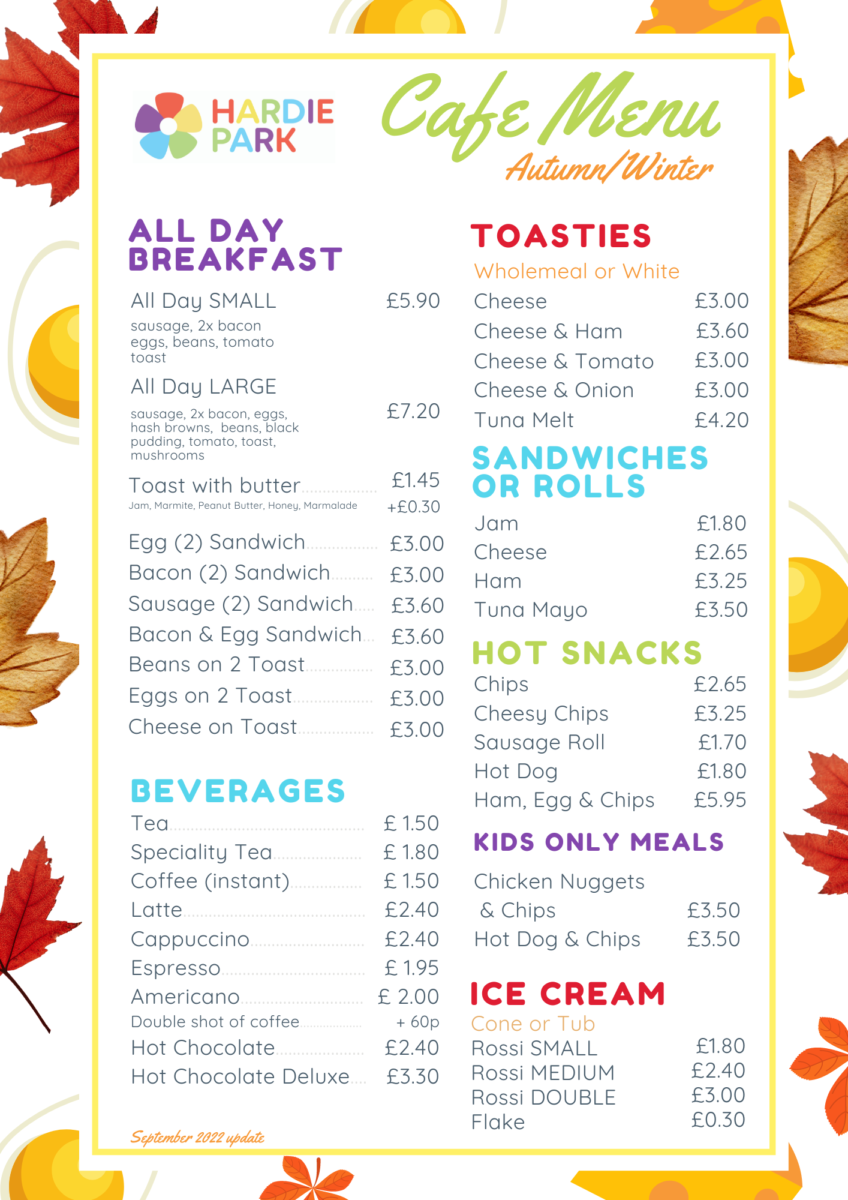 Cafe Menu | Friends of Hardie Park